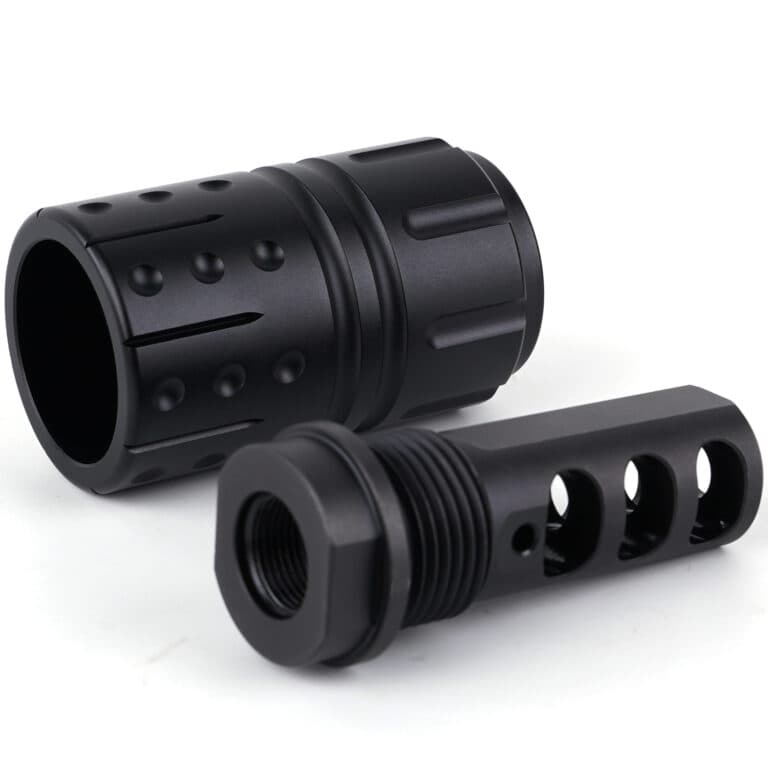 Steel Muzzle Brake 9MM 1/2""X 28 + 13/16 X 16 Threaded Aluminium Outer ...