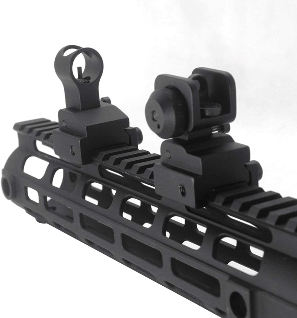 AR-15/AR-10 FLIP UP FRONT REAR BACKUP IRON SIGHT SET WITH ELEVATION ...