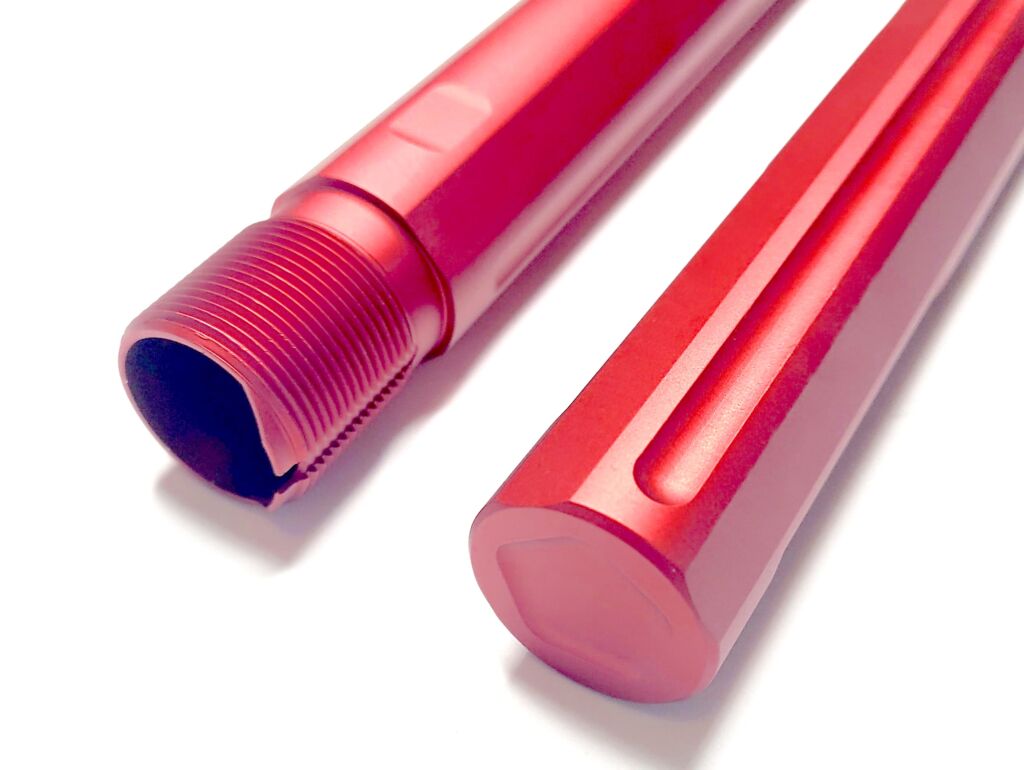 AR15 Mil-Spec Fluted Pistol Buffer Tube RED - BlinkTac