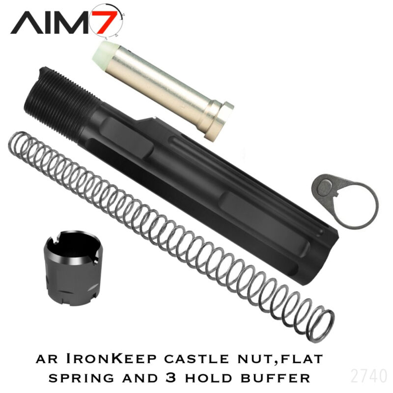 AIM7 AR-15/M16 Buffer Tube Kit with Flat springs, 3 hole buffer ...