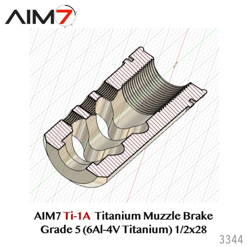 Aim7 Titanium Muzzle Brake – Grade 5 (6Al-4V Titanium) 1/2x28 - BlinkTac